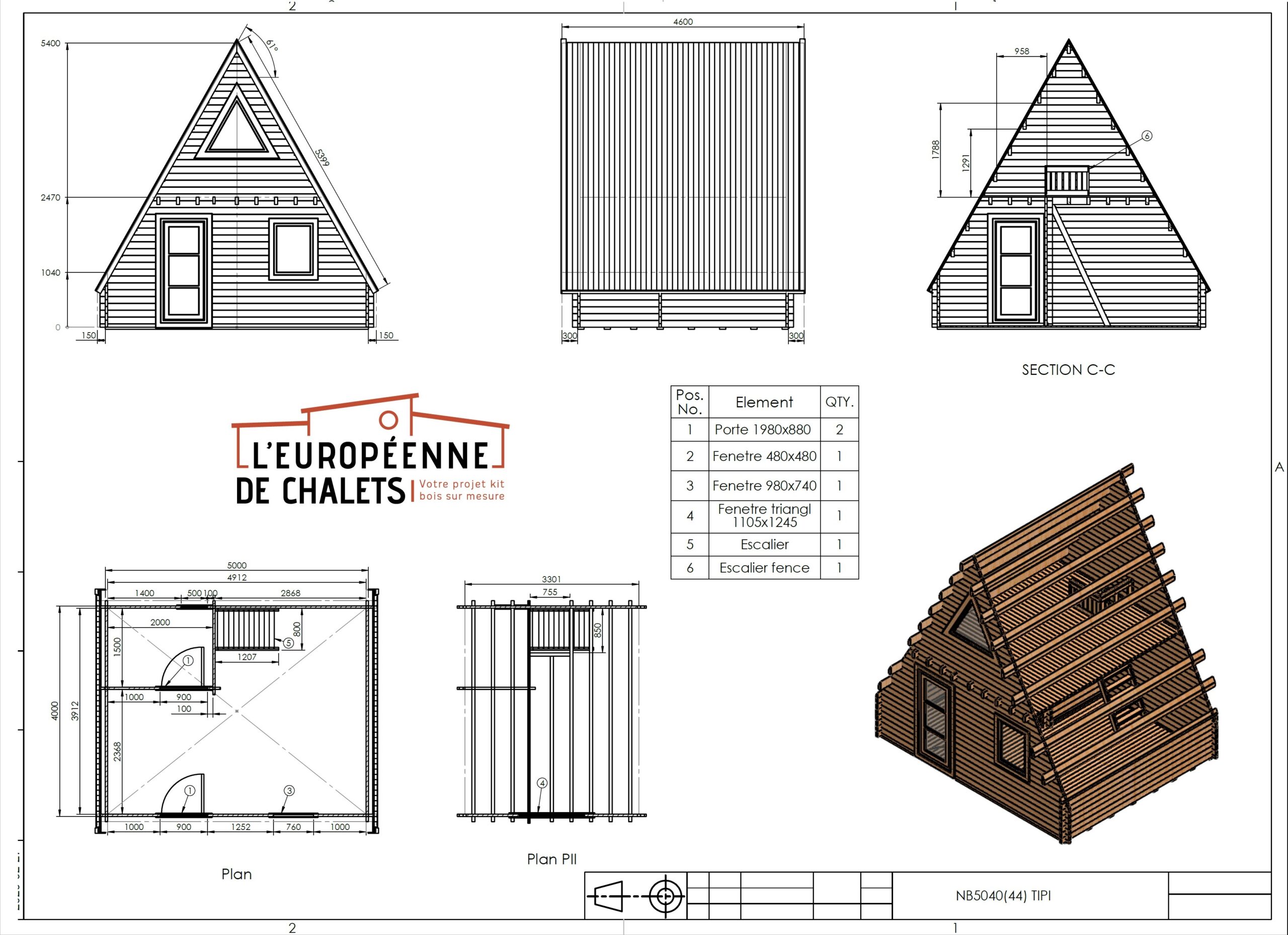L'Européenne de chalets - Tipi, duplex, 28m², atypique, original, bois